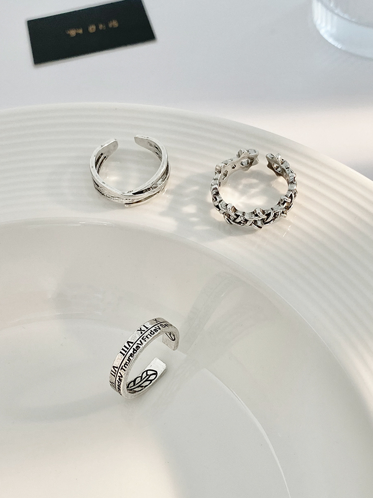Unisex 3Pcs Roman Retro Silver Open Knuckle Ring Set Punk cool ring hip ...