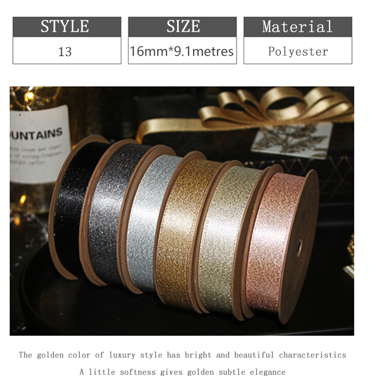 9.1m/roll 16mm wide luxury golden ribbon handmade material Valentine's ...