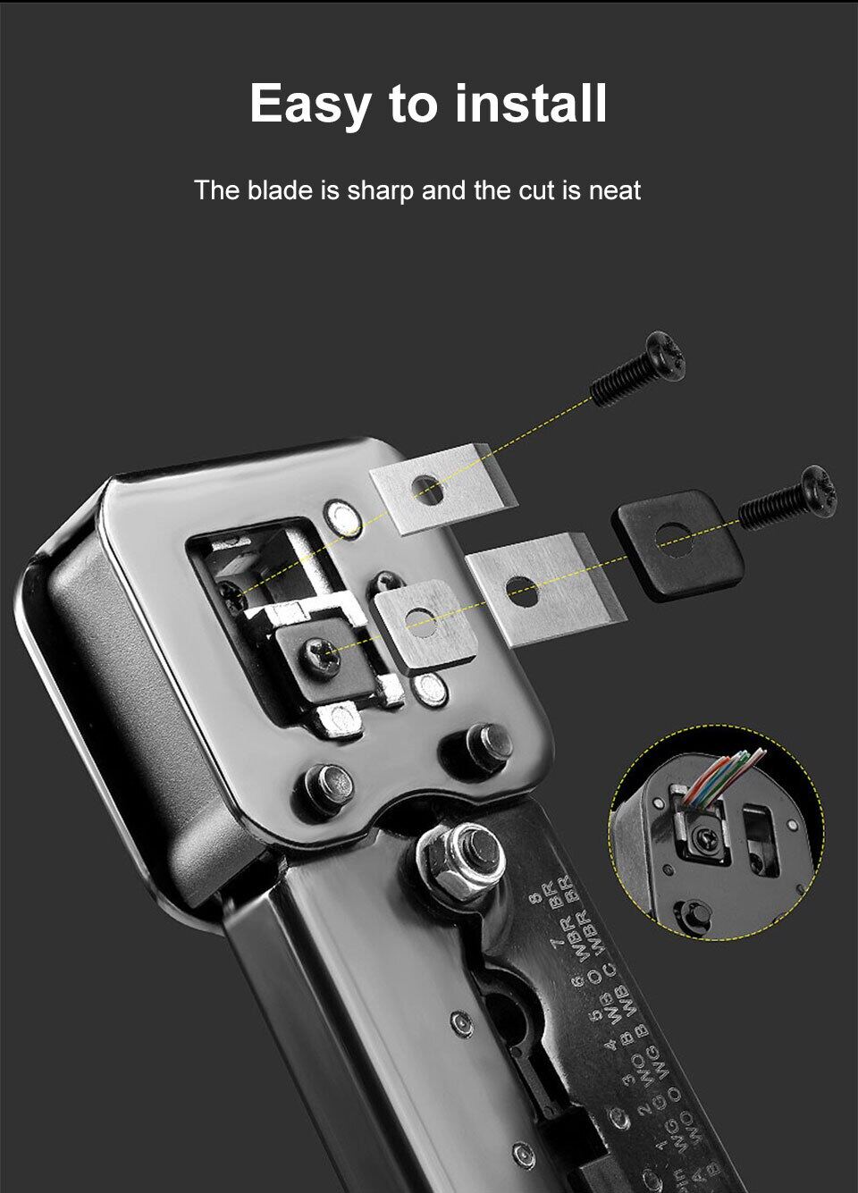 JT-COM Pass Through Crimping Tool Blades RJ45 Stripper Knife Pressing ...