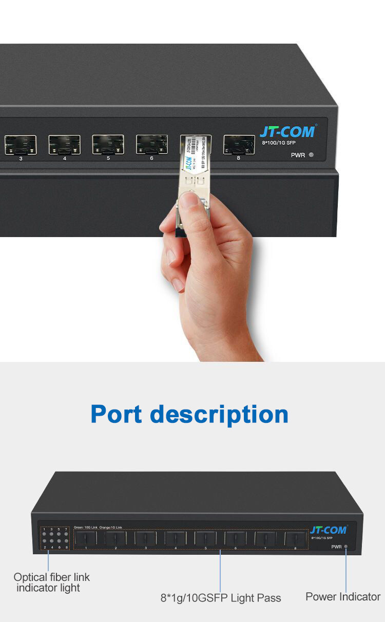 JT-COM 8 10-gigabit SFP+ ports Ethernet Switch 1G/10G SFP+ 8Port Fiber ...