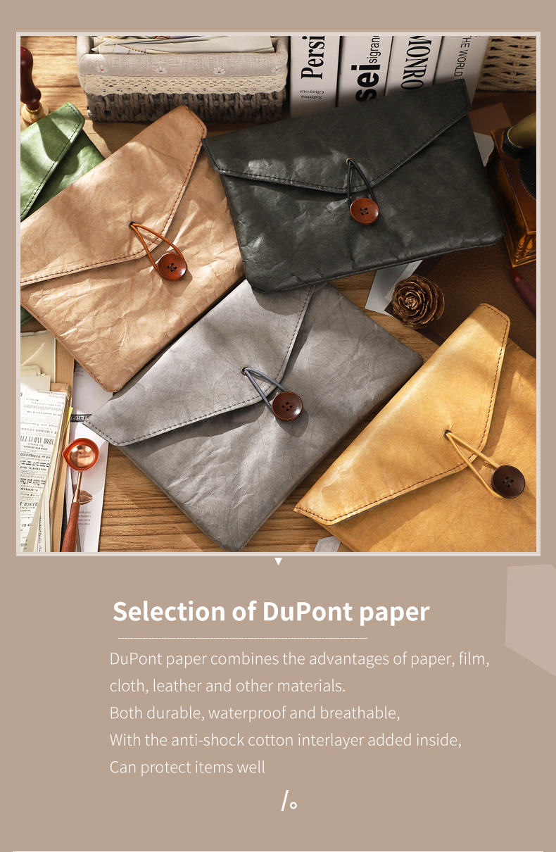 JIANWU Vintage Thin Dupont Paper Waterproof Large Capacity Soft Storage ...