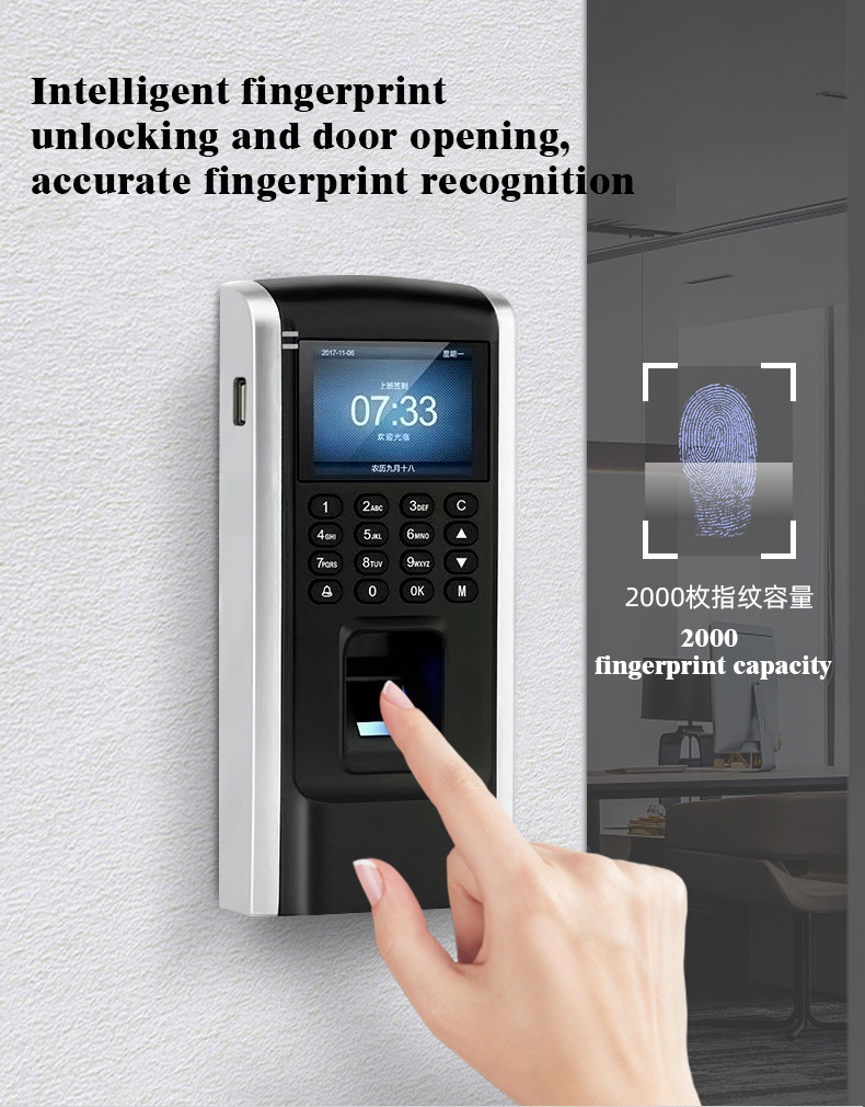 F8 Fingerprint Biometric Access Control Keypad Time Attendance Access Controller for Employee ...