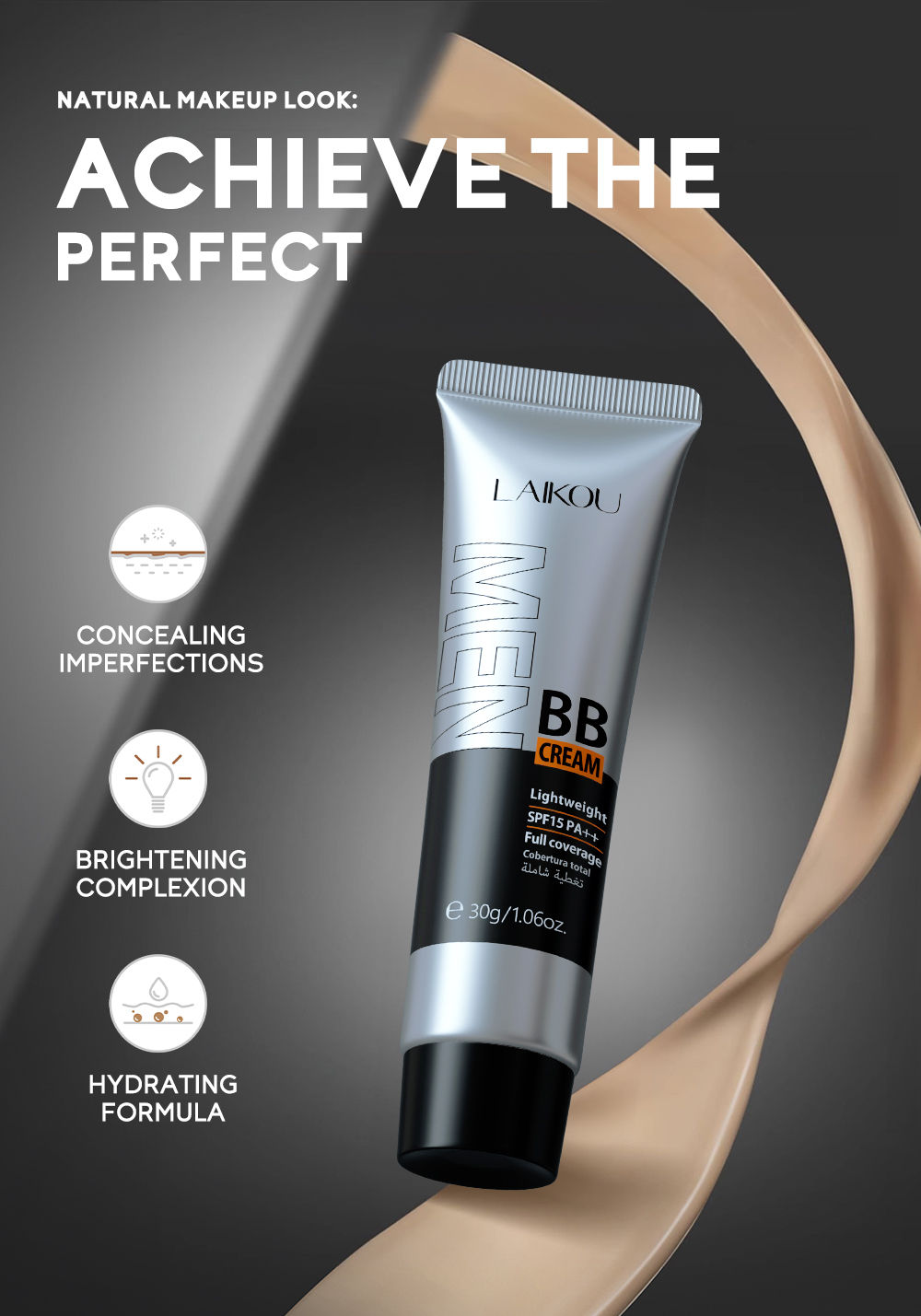 LAIKOU BB Cream Men's Grooming Full Coverage Skin Corrector Concealer ...