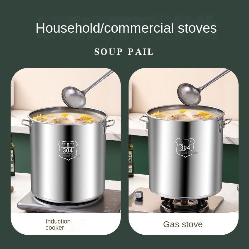 304 Stainless Steel Bucket Household Soup Pot Large Capacity Storage ...