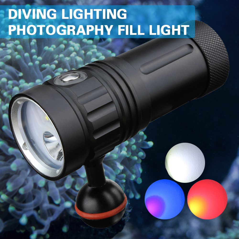 Asafee DR08 Professinal Video Diving Flashlight 4000LM L2+G2 LED ...