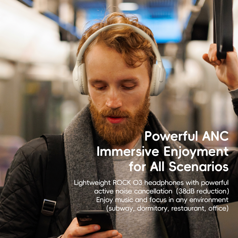 Rock Space O3 ANC Wireless Headphones Active Noise Cancelling Bluetooth ...