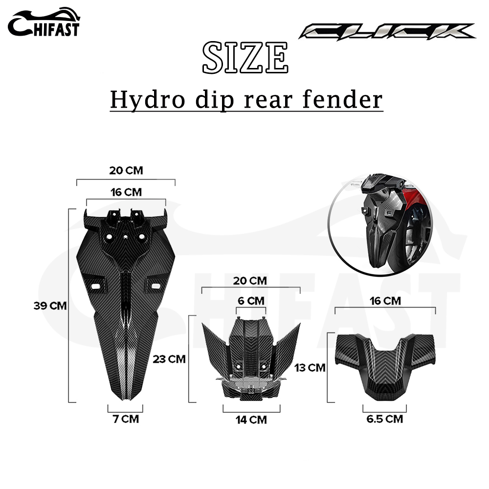 HIFAST Honda Click Rear Fender Cover Garnish 3-In-1 Set Carbon Splash ...