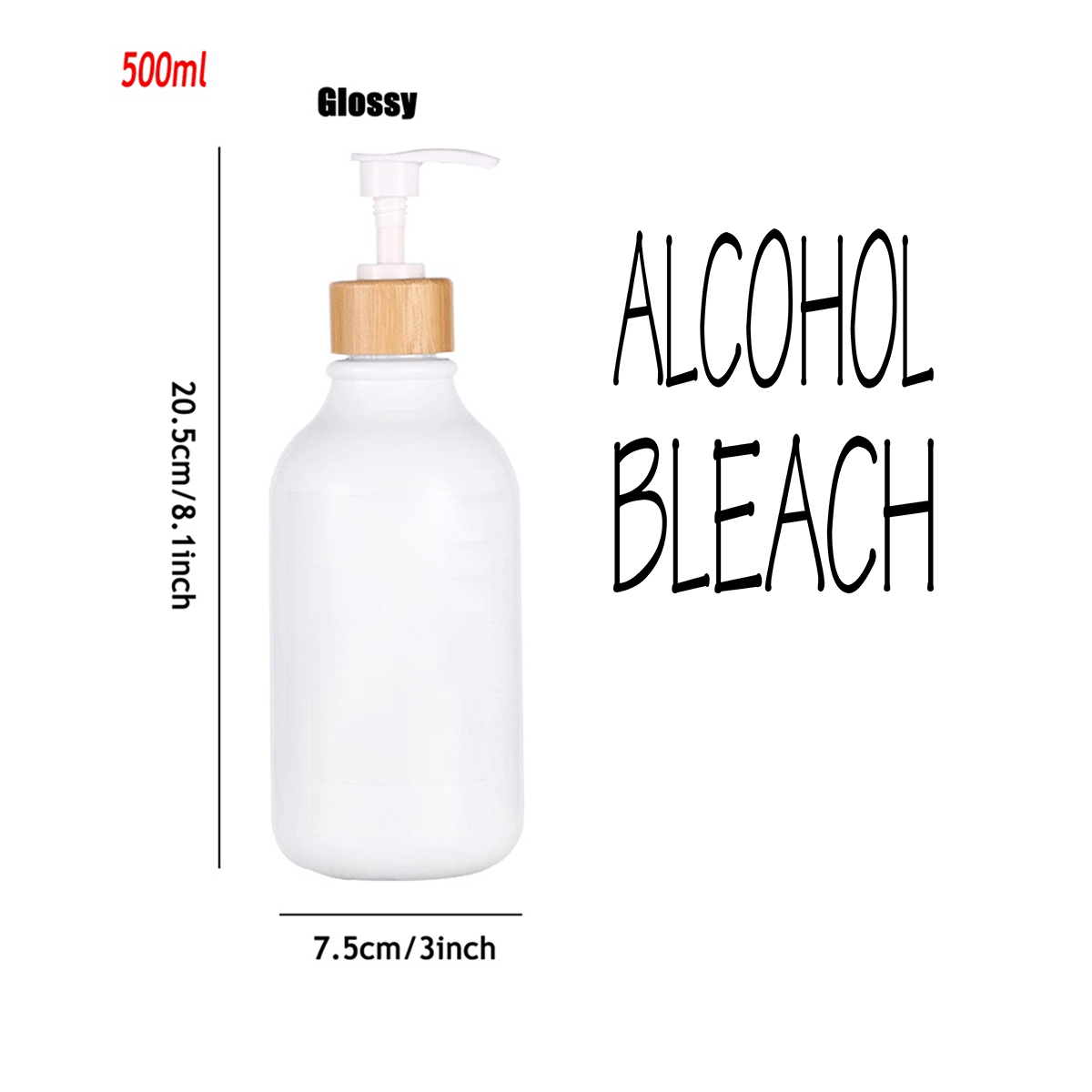 500ml Alcohol Bottle with Bamboo Pump Kitchen Refillable Liquid ...