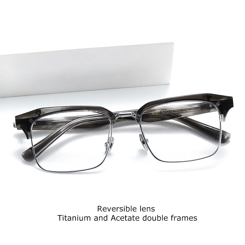 Japanese Design Dual-Use Reversible Lens Titanium and Acetate Fiber ...