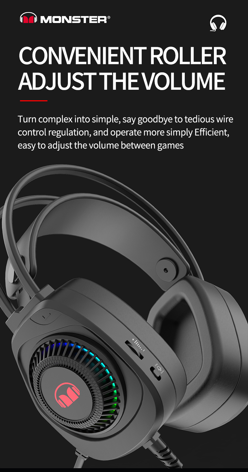 Lenovo*Monster N5 Over-Ear Gaming Headphones With Noise Reduction Mic ...