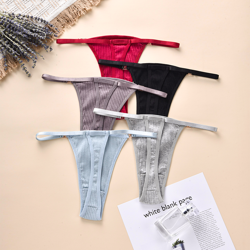 AMVI Women's Sexy Ribbed Thongs Low Rise Slim Strap G-strings Soft ...