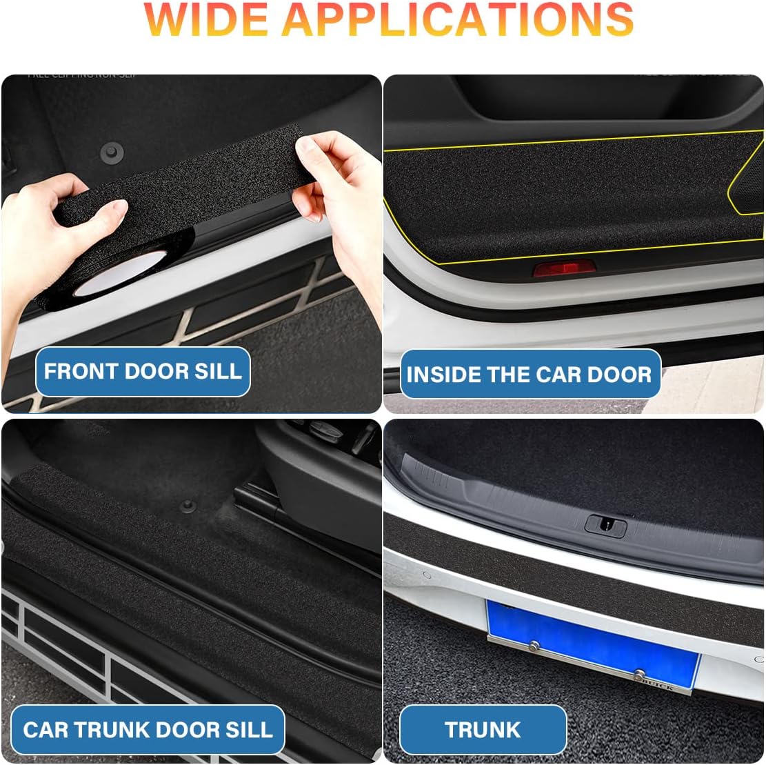 1PC Universal Car Door Sill Sticker PEVA Reflective Car Door Edge ...