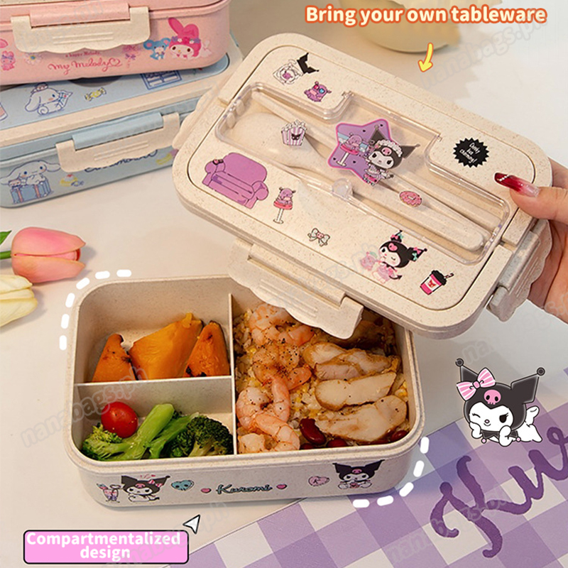 Kuromi Lunch Box Bento Box Kawaii Anime Cinnamoroll My Melody Sealed ...
