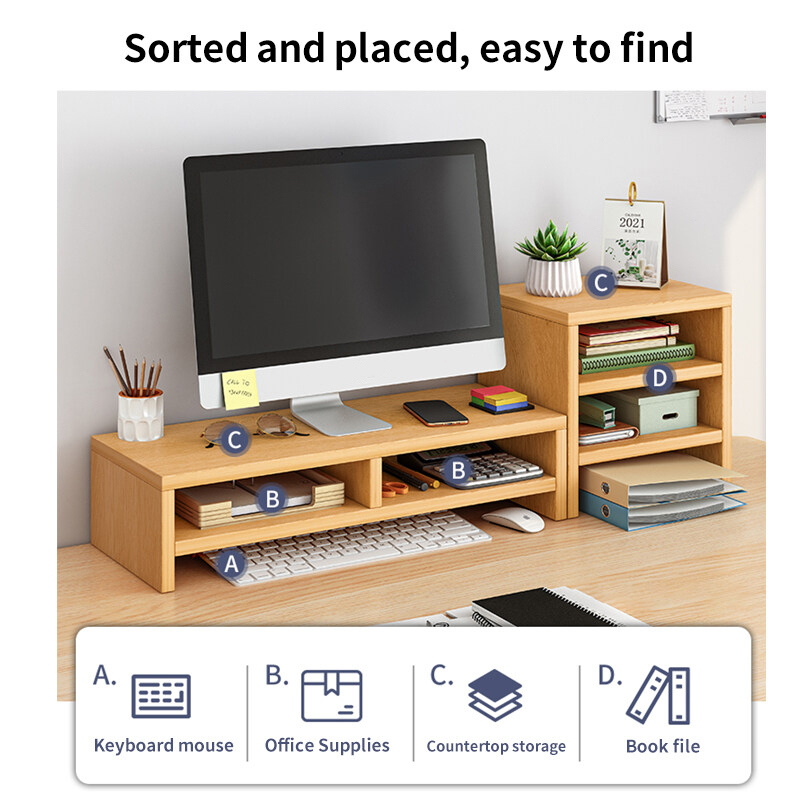 Computer Monitor Rack Stand Screen Increase Height Shelf Desktop Base ...