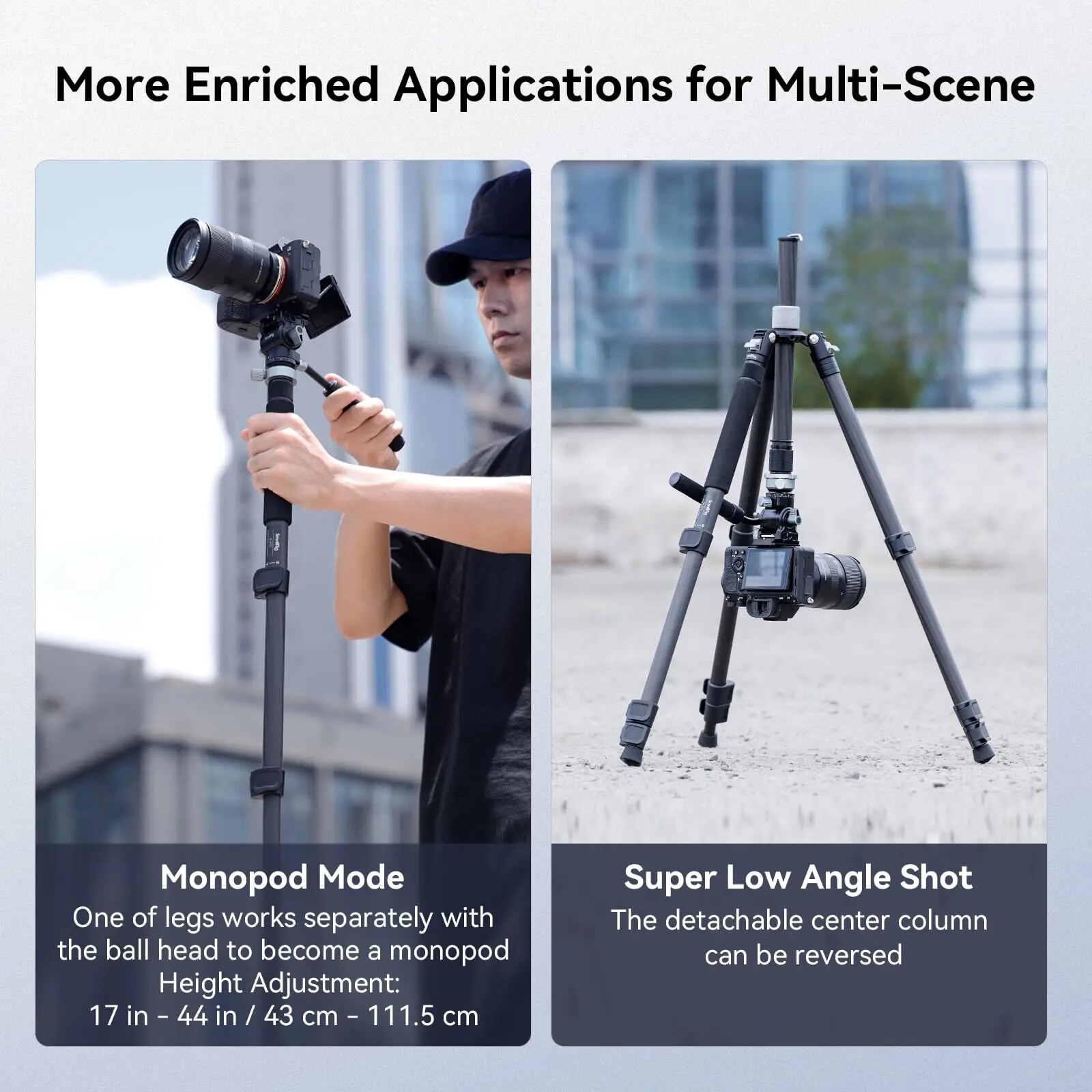 SmallRig Travel Video Tripod Kit with Carbon Fiber Legs, Lightweight ...