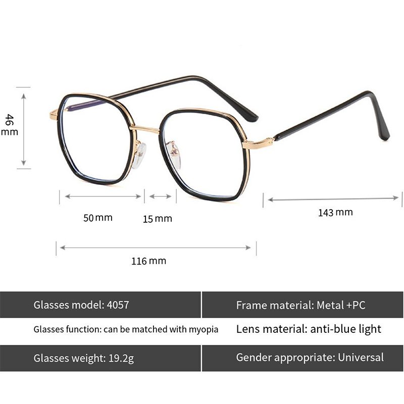 【Grade 0°~-4.00°】Anti Radiation Graded Glasses For Women Men Myopic ...