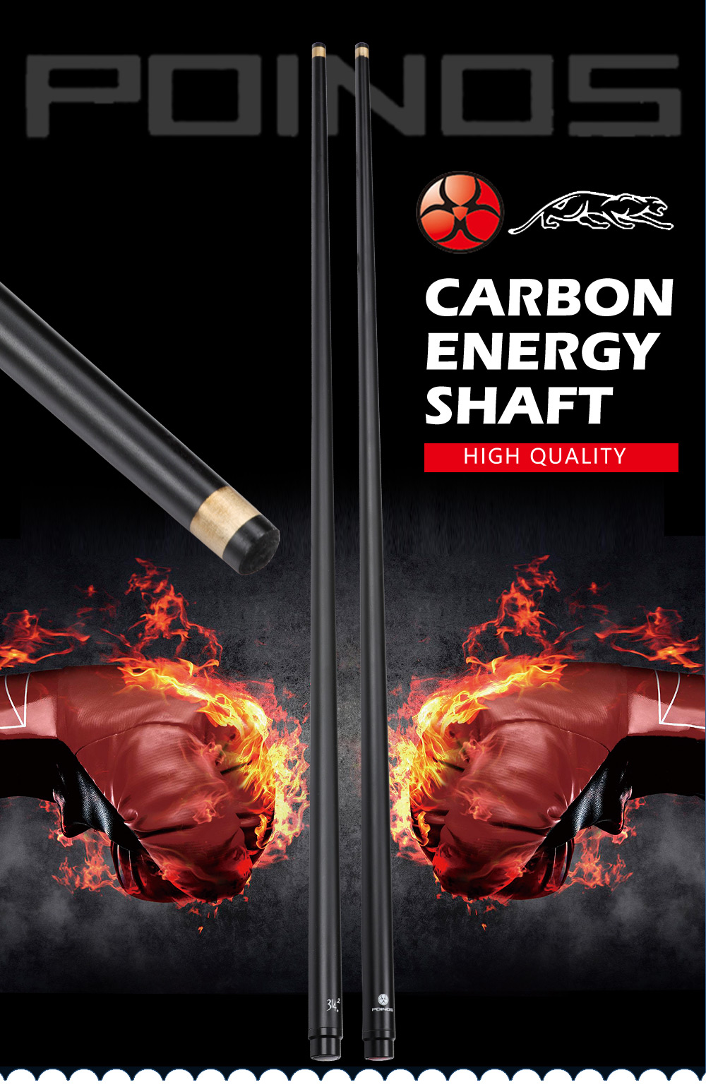 3142 POINOS Carbon Maple Single Shaft Billiard Pool Cue Stick Shaft 10. ...