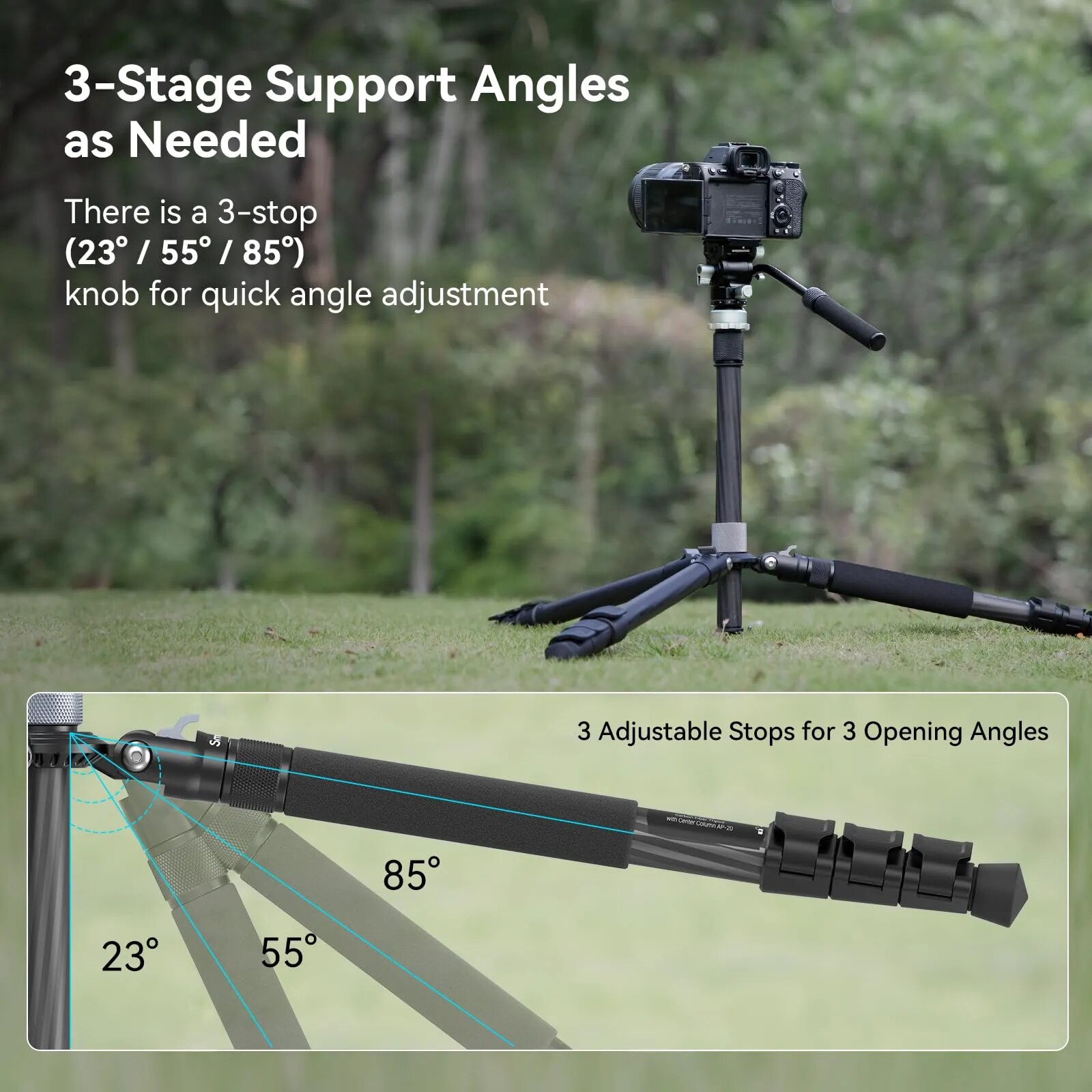 SmallRig Travel Video Tripod Kit with Carbon Fiber Legs, Lightweight ...