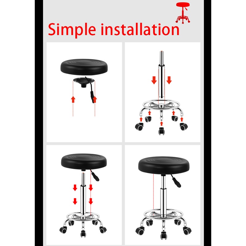 Salon Stool SPA Stylist Hydraulic Stool Round Adjustable Stool Chair ...
