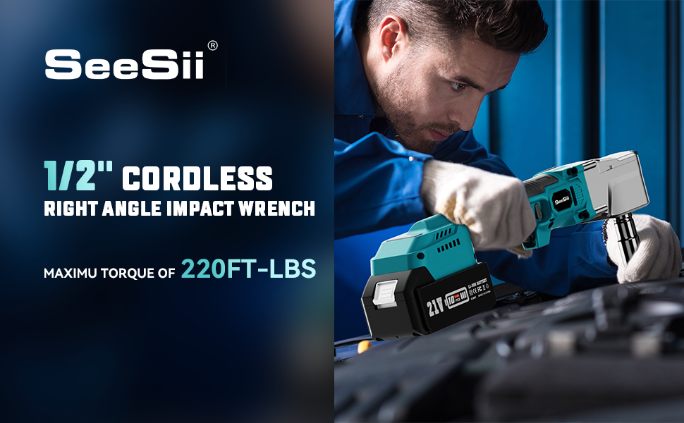 Seesii 1/2" cordless right angle Impact Wrench adopts high-efficiency ...
