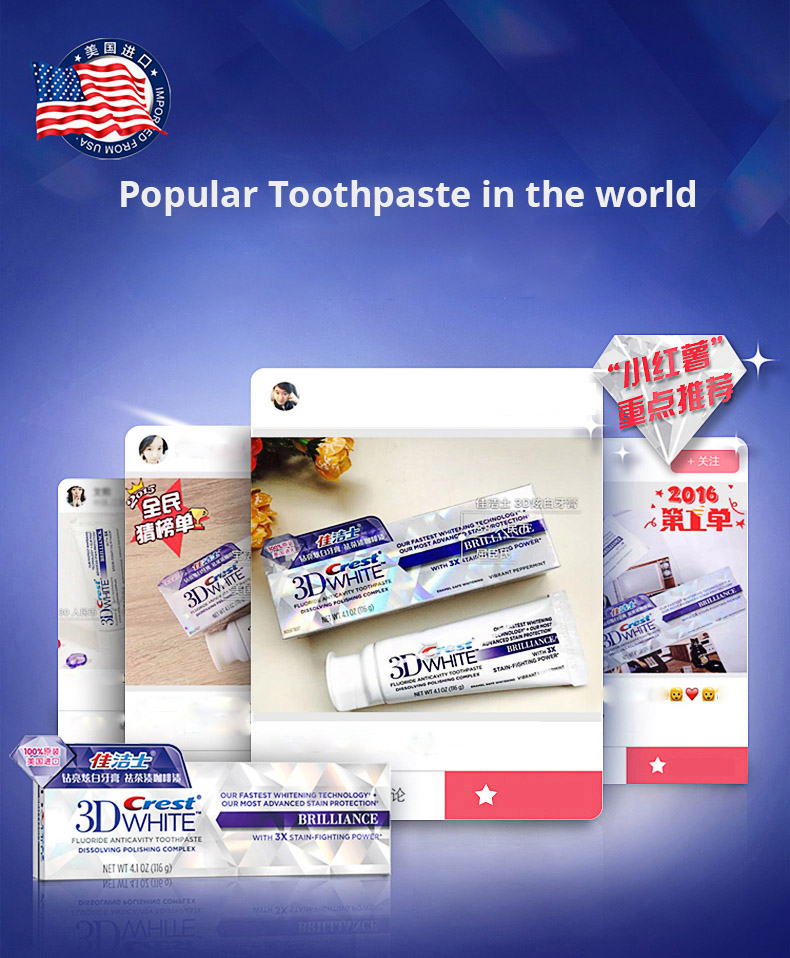 Crest 3D White Toothpastes Brilliance Rich Foaming Whitening Toothpaste ...