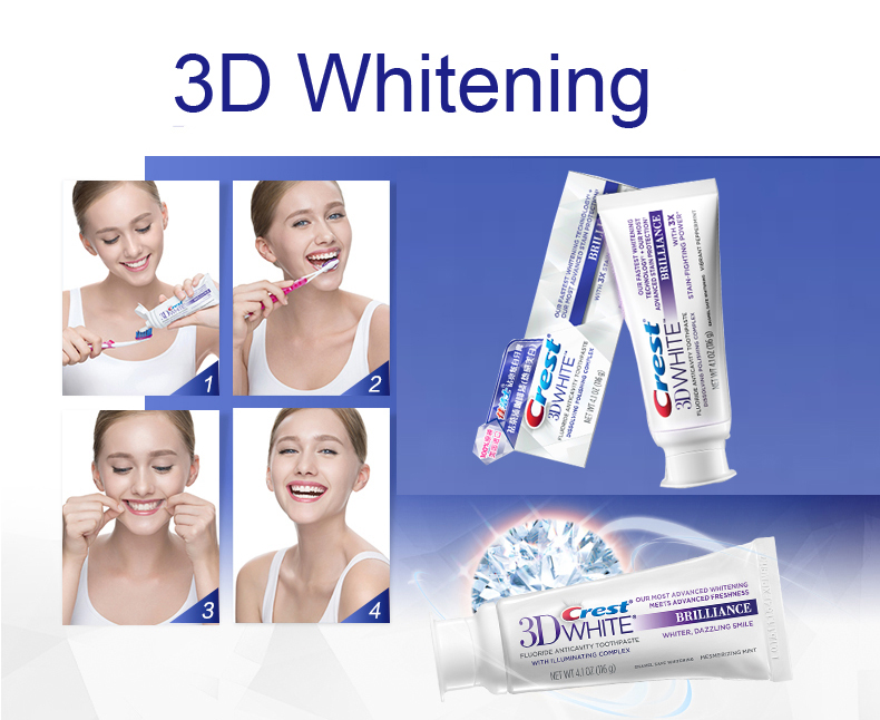 Crest 3D White Toothpastes Brilliance Rich Foaming Whitening Toothpaste ...