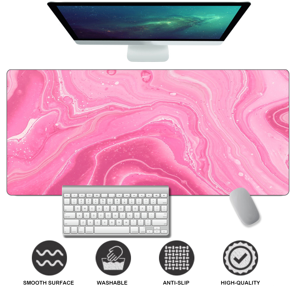 Pink Marble Mousepad Custom Large Gaming Mousepad Stitched Edge Deskpad ...