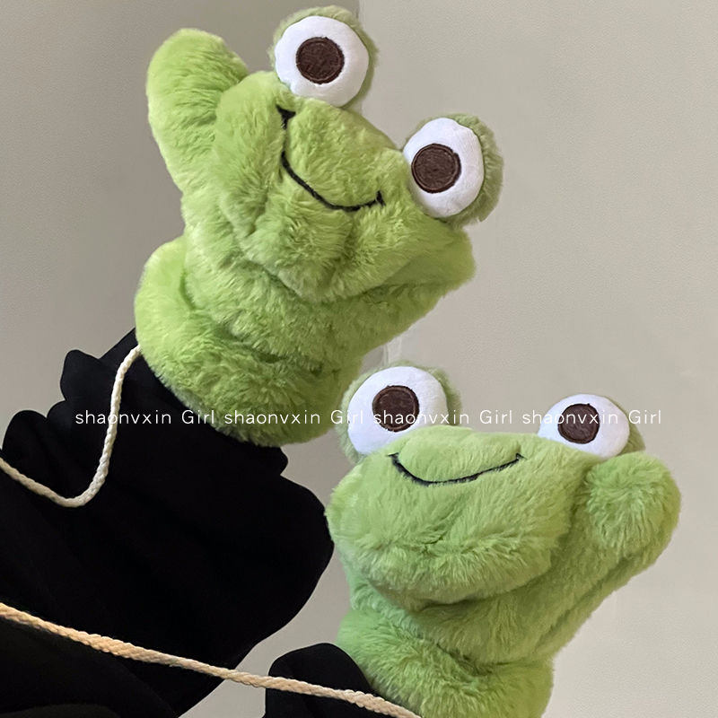 Korea New Style Cute Frog Gloves 2023 Warm Cold-Proof Belt Lanyard ...