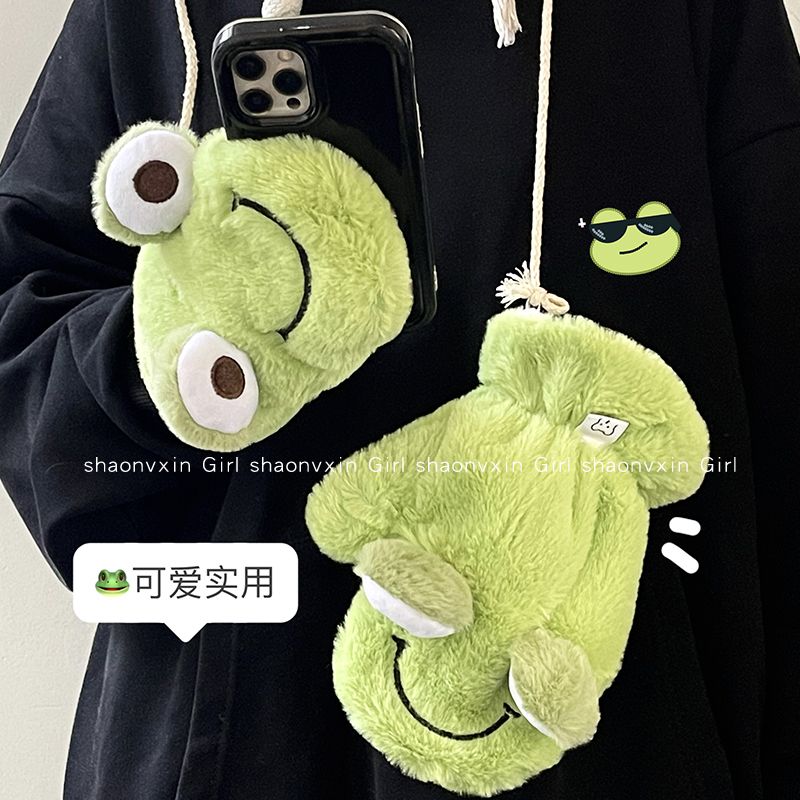 Korea New Style Cute Frog Gloves 2023 Warm Cold-Proof Belt Lanyard ...
