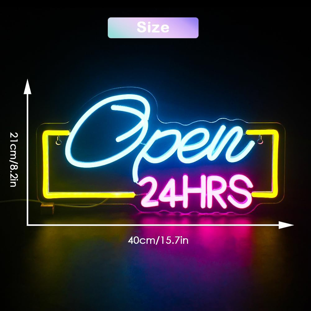 Open 24 HRS Neon Sign Led Neon Lights for Wall Decor USB Light Up Signs ...