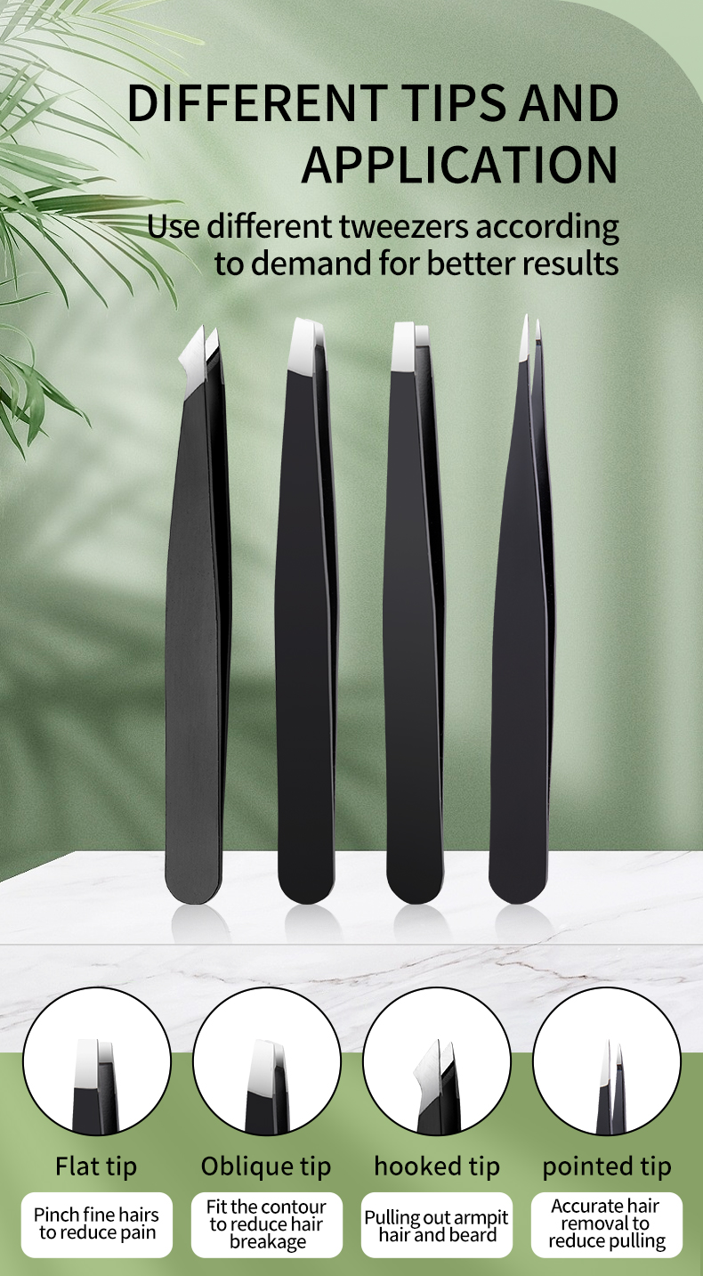 4Pcs/Set Eyebrow Tweezers Hairs Puller Stainless Steel Hair Removal ...