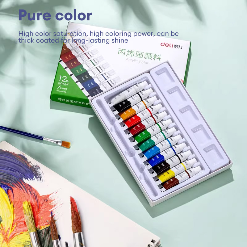 Deli 24/18/12Colors Acrylic Paint Set Watercolor Acrylic Painting Tube ...