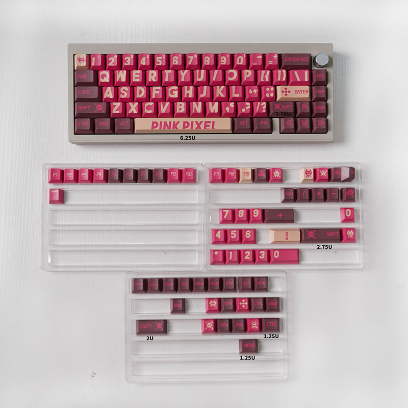 GMK Red Pink Pixel Full Set PBT Keycaps Dye Sublimation Cherry Profile ...