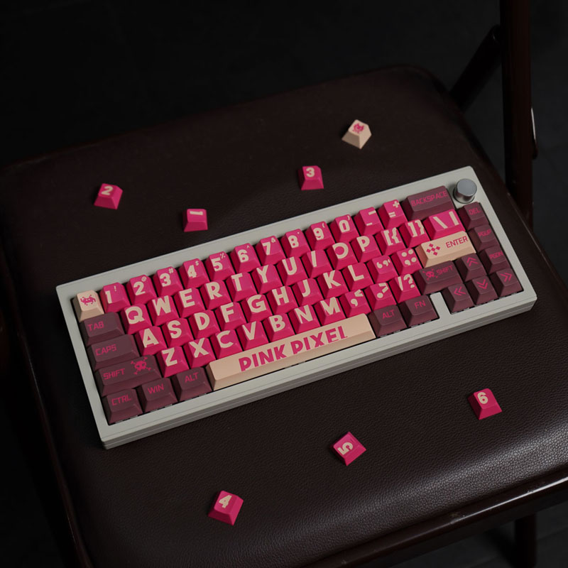 GMK Red Pink Pixel Full Set PBT Keycaps Dye Sublimation Cherry Profile ...