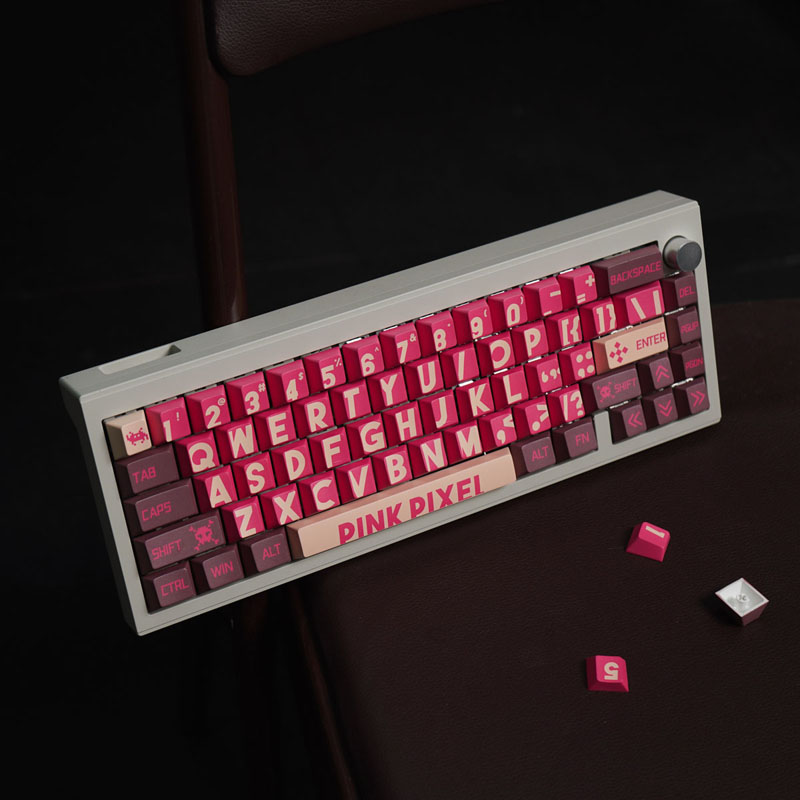 GMK Red Pink Pixel Full Set PBT Keycaps Dye Sublimation Cherry Profile ...