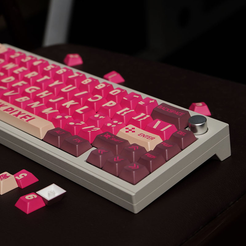 GMK Red Pink Pixel Full Set PBT Keycaps Dye Sublimation Cherry Profile ...