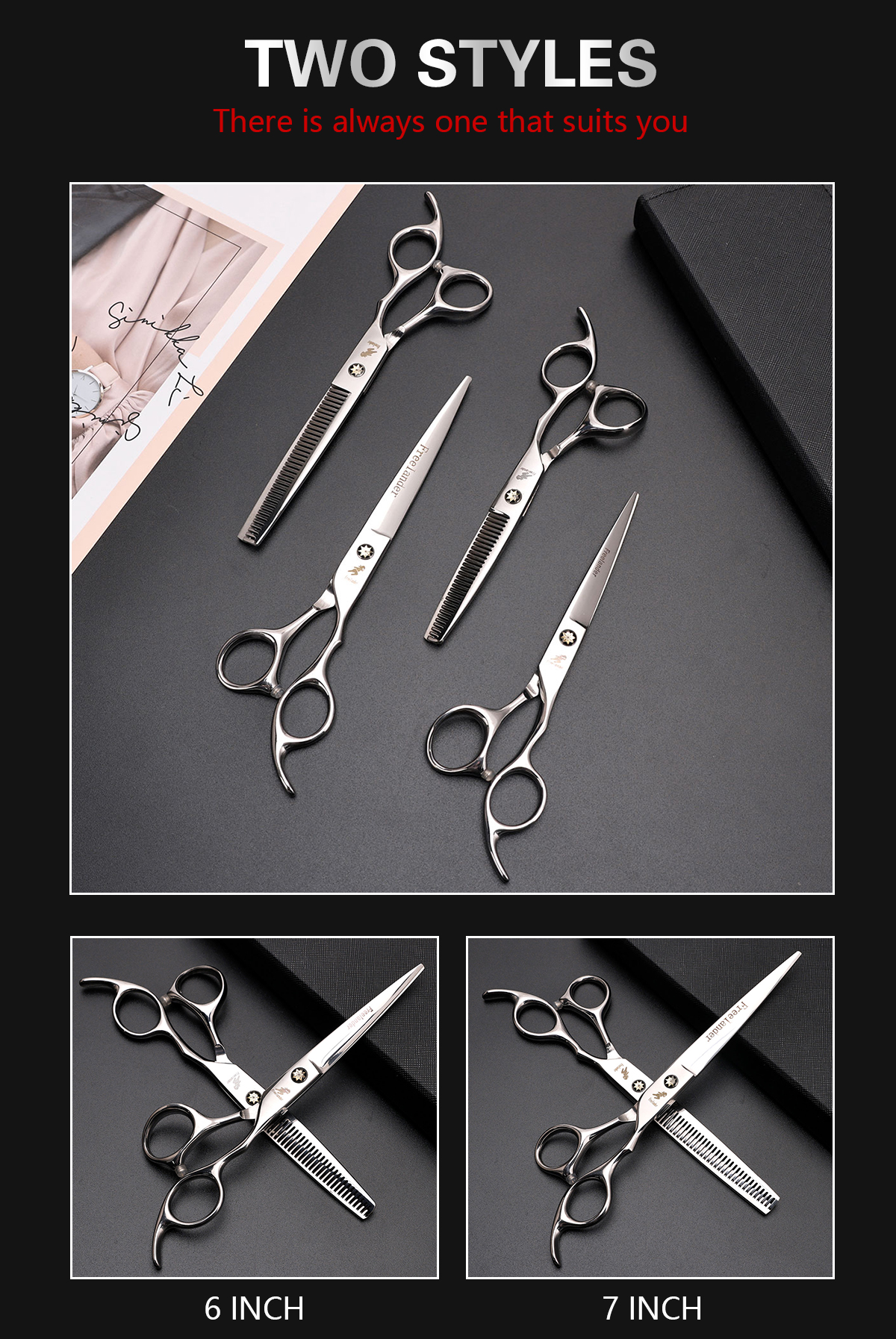 Spot 6/7 inch salon hairdressing scissors 440C haircut scissors flat ...