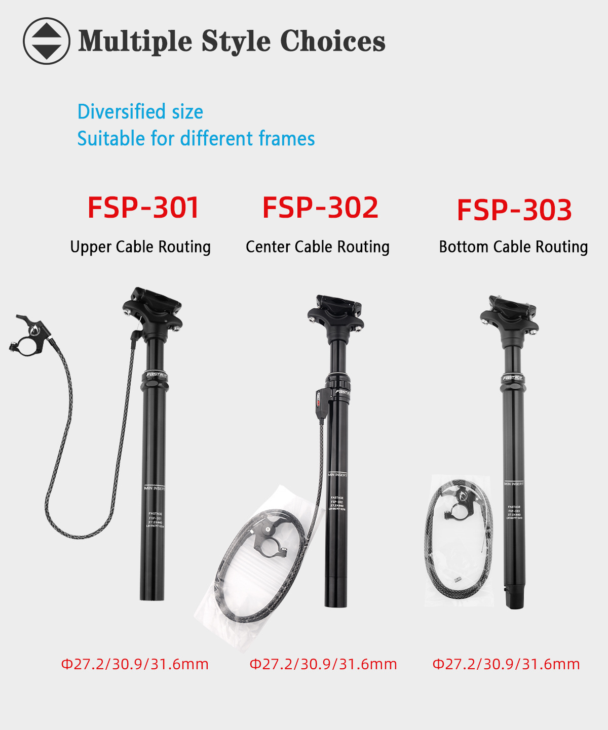 FASTACE Height Adjustable Seatpost 27.2/30.9/31.6mm MTB Dropper Shock ...