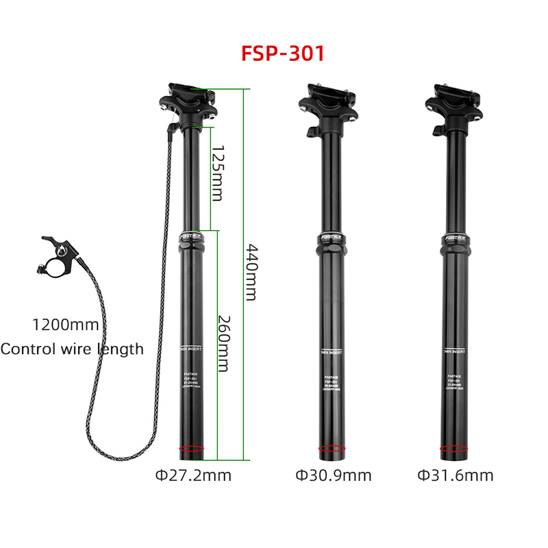 FASTACE Height Adjustable Seatpost 27.2/30.9/31.6mm MTB Dropper Shock ...