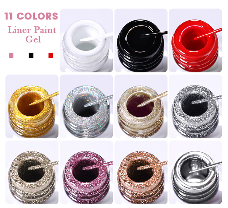BORN PRETTY Liner Paint Gel Polish Gold Silver Mirror French Drawing ...