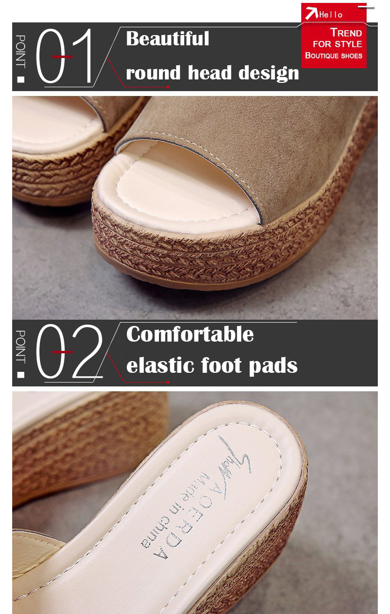 HA&HA Women Suede Wedge Sandals Korean Styles Poe Heel Sandals For ...