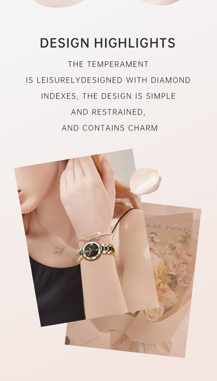 LIEBIG L8003 Watch for Women Black Gold Luxury 3ATM Waterproof Quartz ...