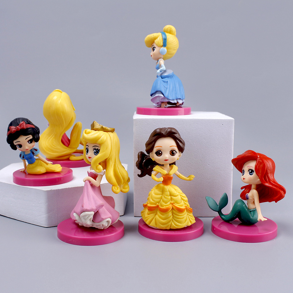 6Pcs/Set 8cm Disney Princess Anime Figure Snow White Tangled Rapunzel ...