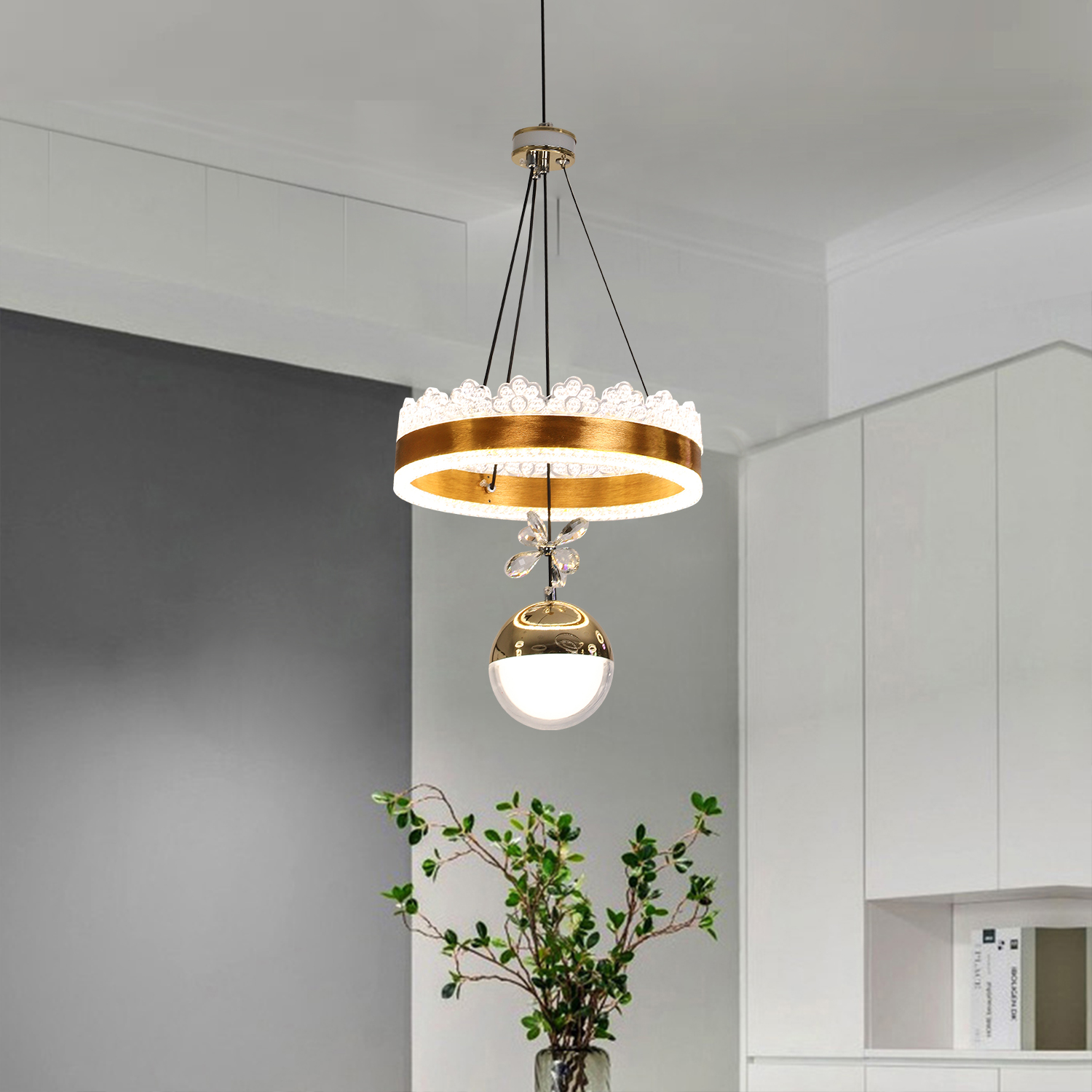 【New Arrival】Pendant Light Rings Circle Crystal Chandelier Ceiling ...
