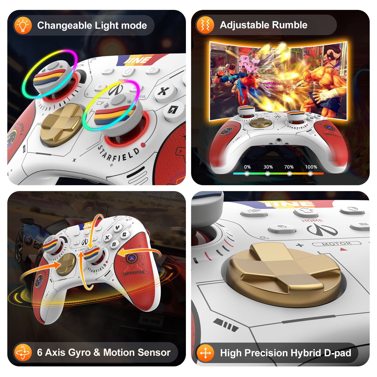 IINE Star-Field PC Controller Hall Effect Joystick & NFC Amiibo with 2 ...