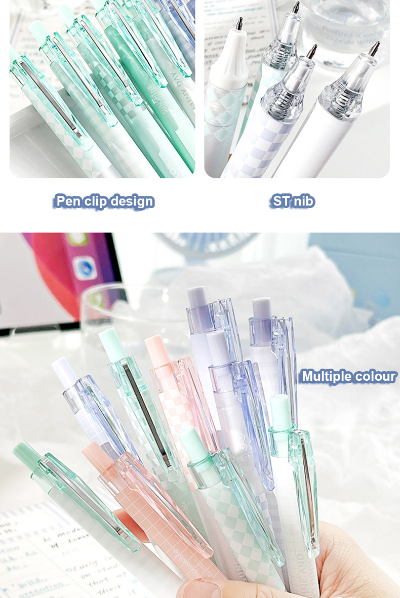 6 Pcs/Set Black Gel Pens 0.5mm ST Nib Kawaii Pen Set for Writing Fresh ...