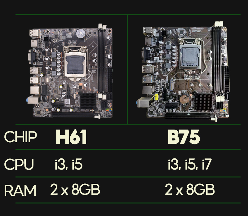 H61 B75 mATX Motherboard INTEL LGA 1155 2nd 3rd gen Lyczar Mainboard ...