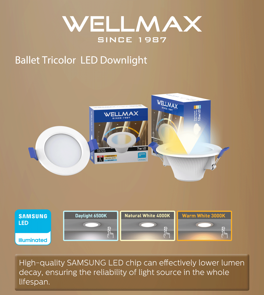 WELLMAX 3 Colors Downlight Adopt SAMSUNG LED Chip Recessed Ceiling Light 7W-15W | Shopee Philippines