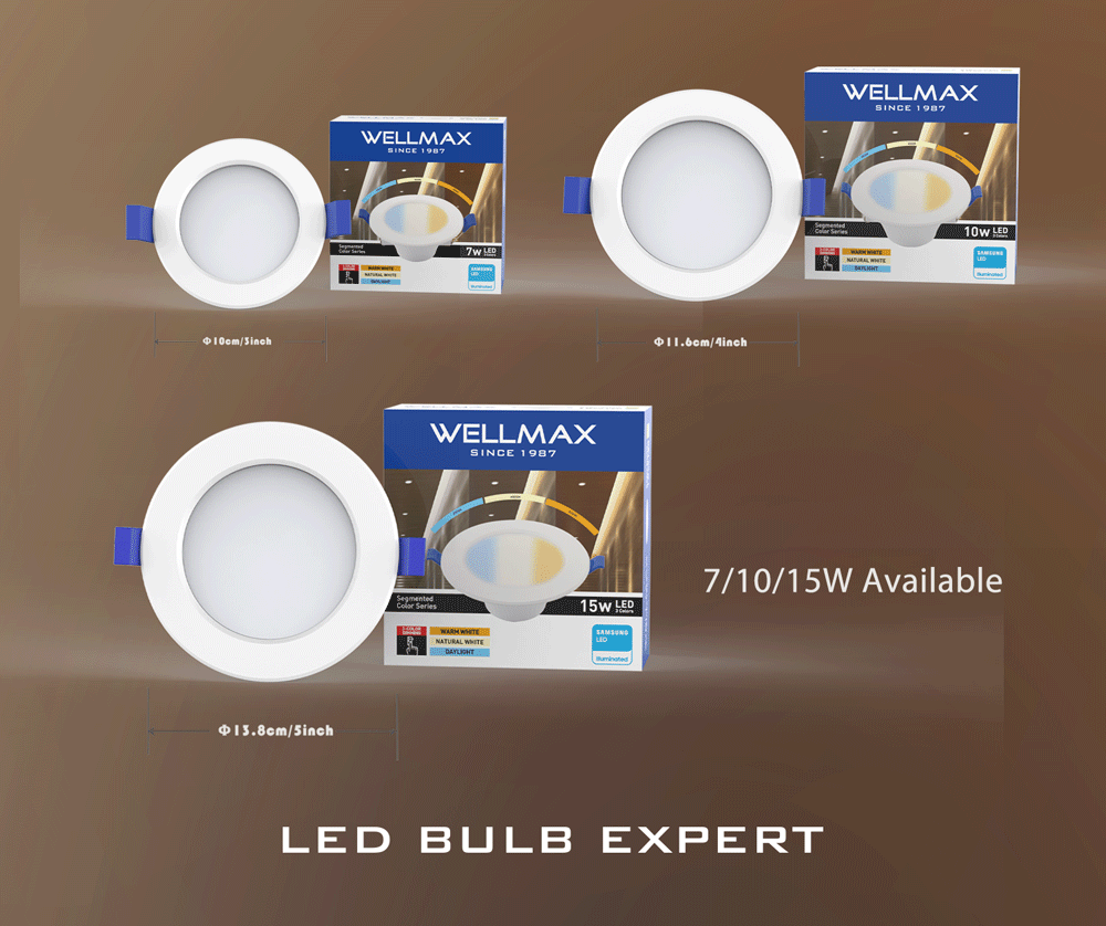 WELLMAX 3 Colors Downlight Adopt SAMSUNG LED Chip Recessed Ceiling Light 7W-15W | Shopee Philippines