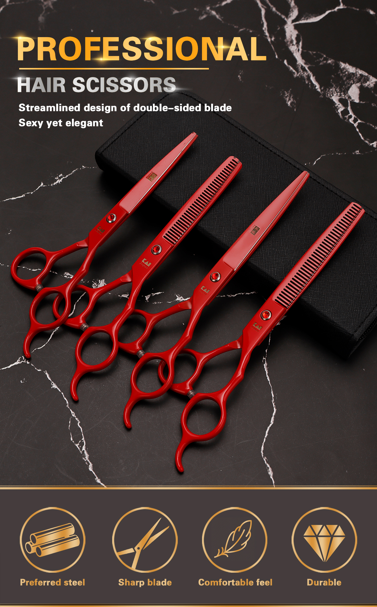 Spot#Kasho Japan 440C Salon Barber Scissors 6.5/7 inch Haircut Scissors ...